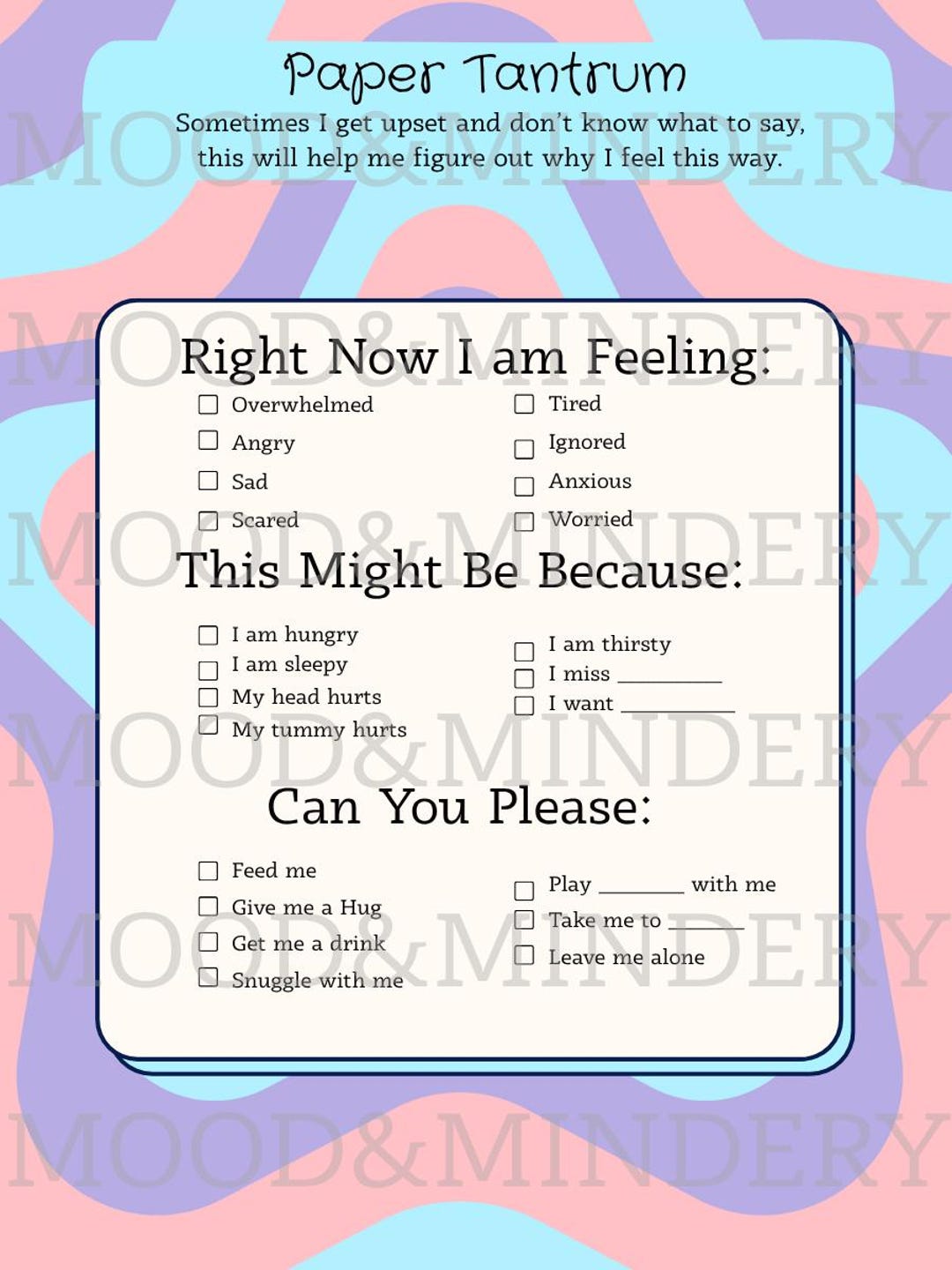 Paper Tantrum Printable Emotion Sheet A Calm Communication Tool for ...
