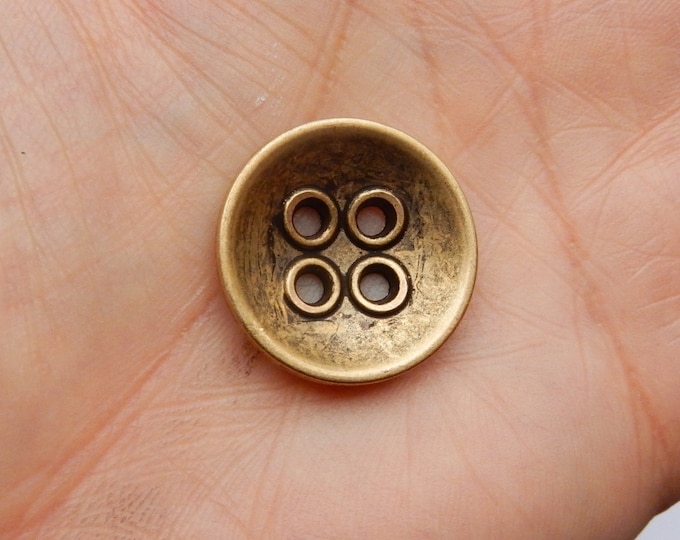 2pc Vintage Brass Concave Button With 4 Holes 23mm - Etsy