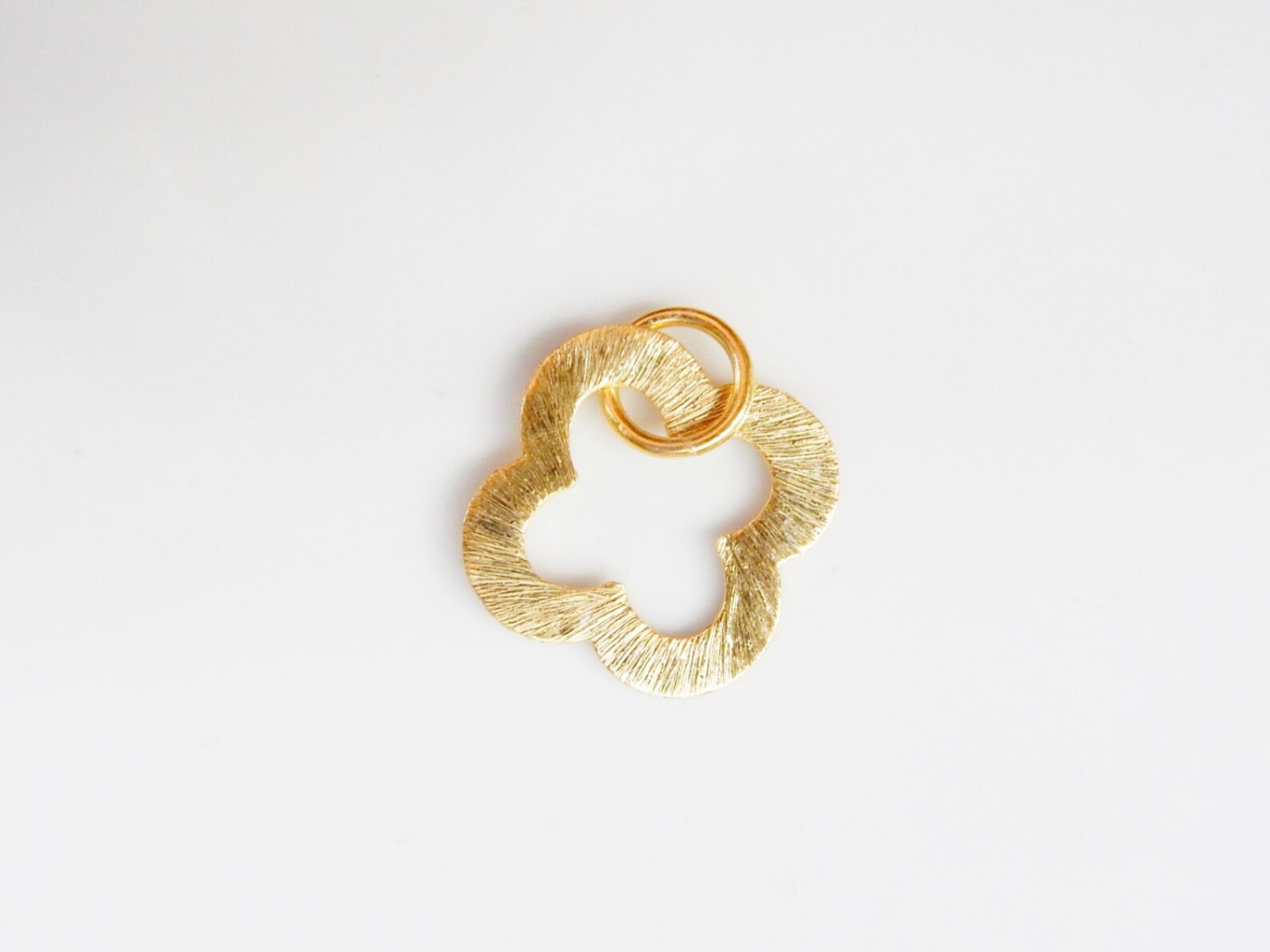 Gold Vermeil Brushed Clover Quatrefoil Charm With Jump Ring - Etsy