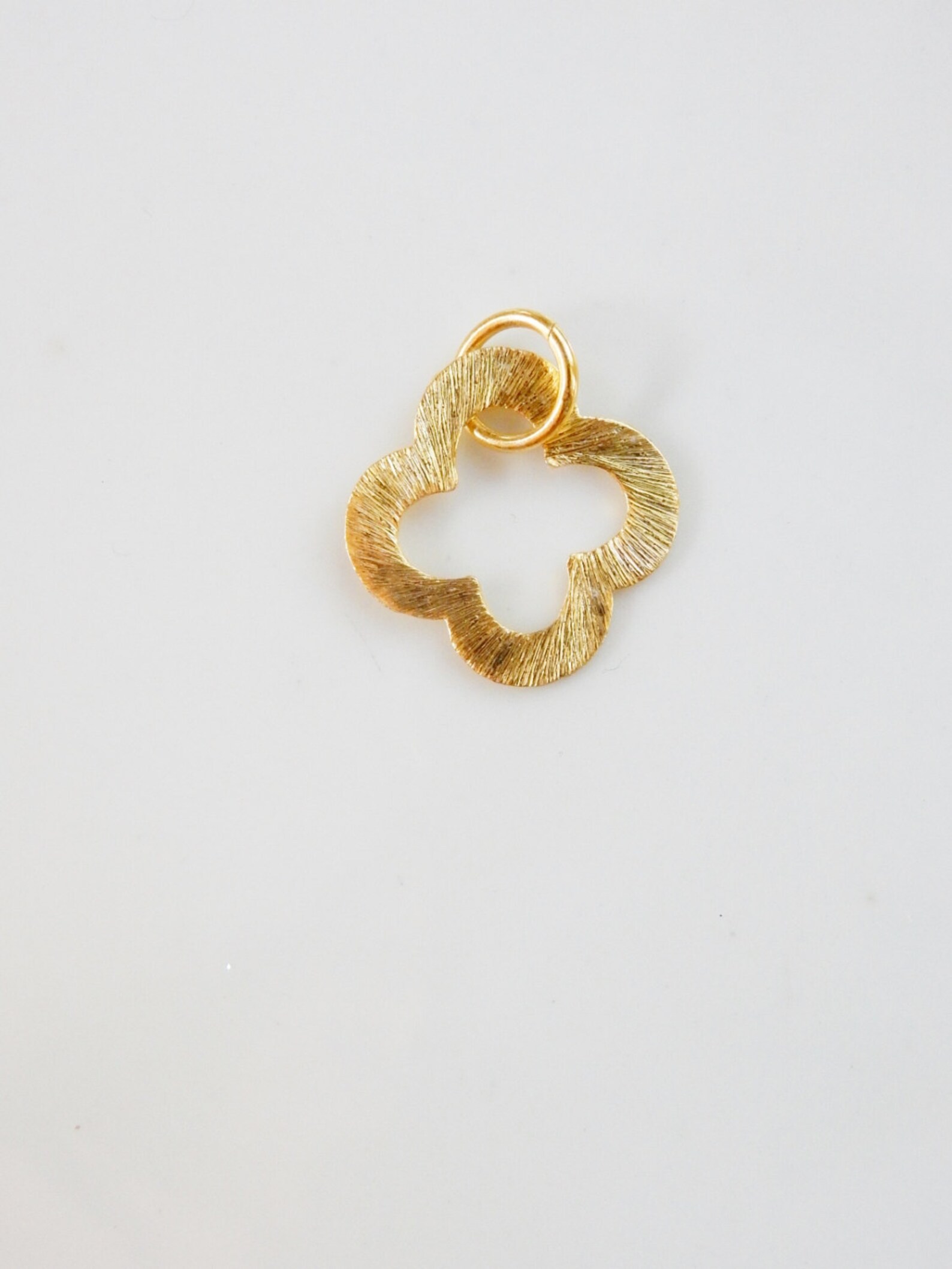 Gold Vermeil Brushed Clover Quatrefoil Charm With Jump Ring - Etsy