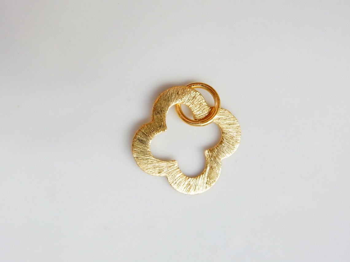 Gold Vermeil Brushed Clover Quatrefoil Charm With Jump Ring - Etsy