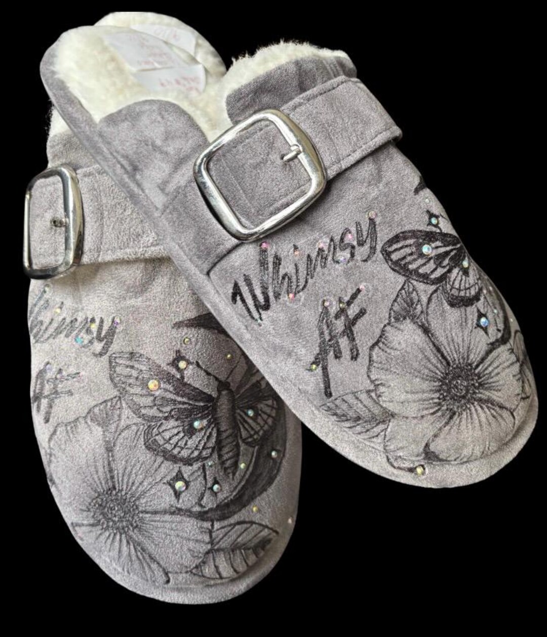 Slipper Hand-burned Using Wood Burner, Whimsy AF, Moth Moon Floral Size ...