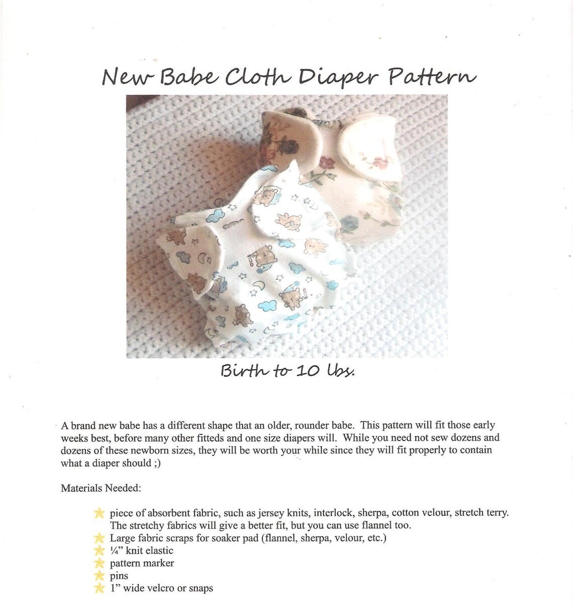 Cloth Diaper Pattern PDF New Babe - Etsy