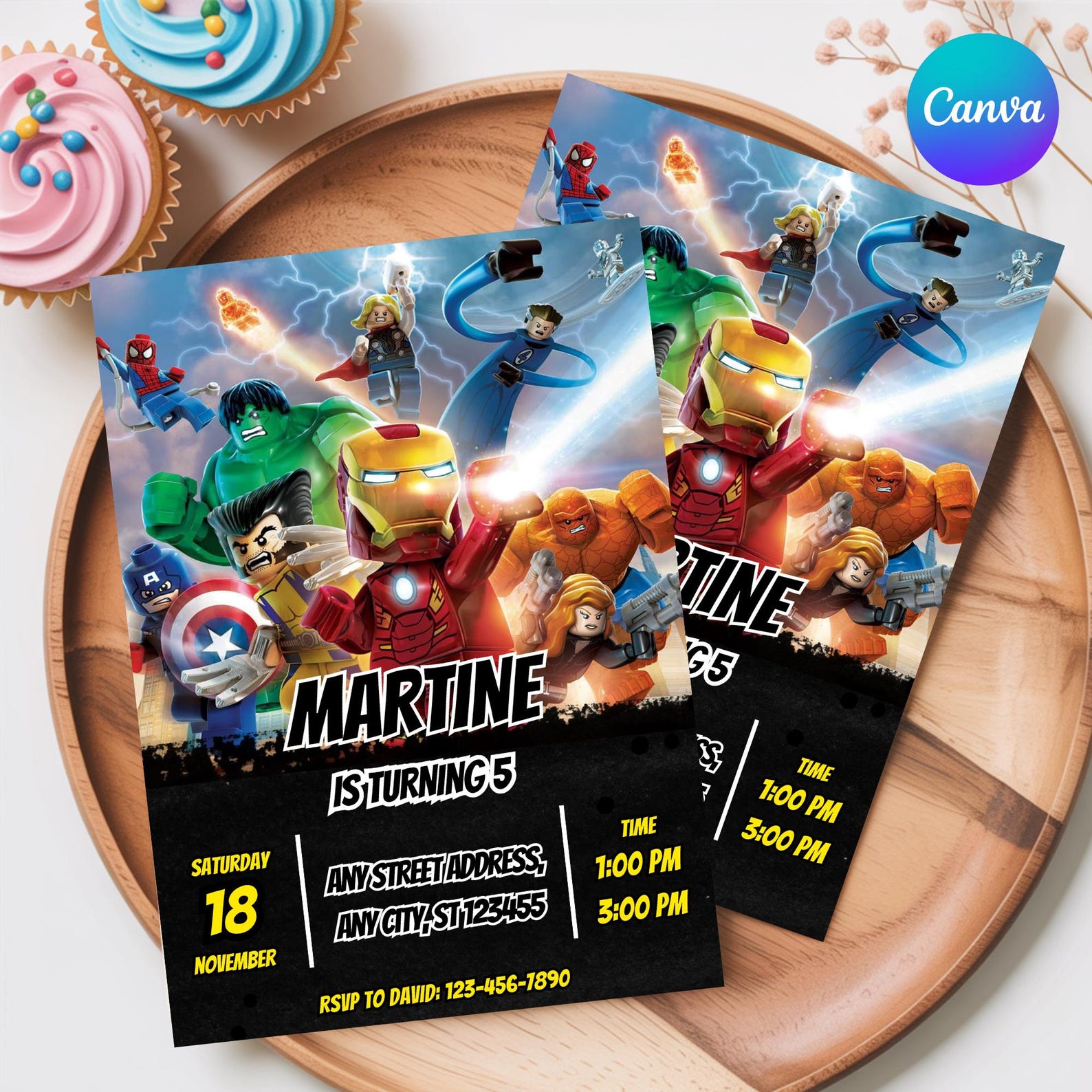 Editable Superheroes Birthday Invitation, Superhero Birthday Invite ...