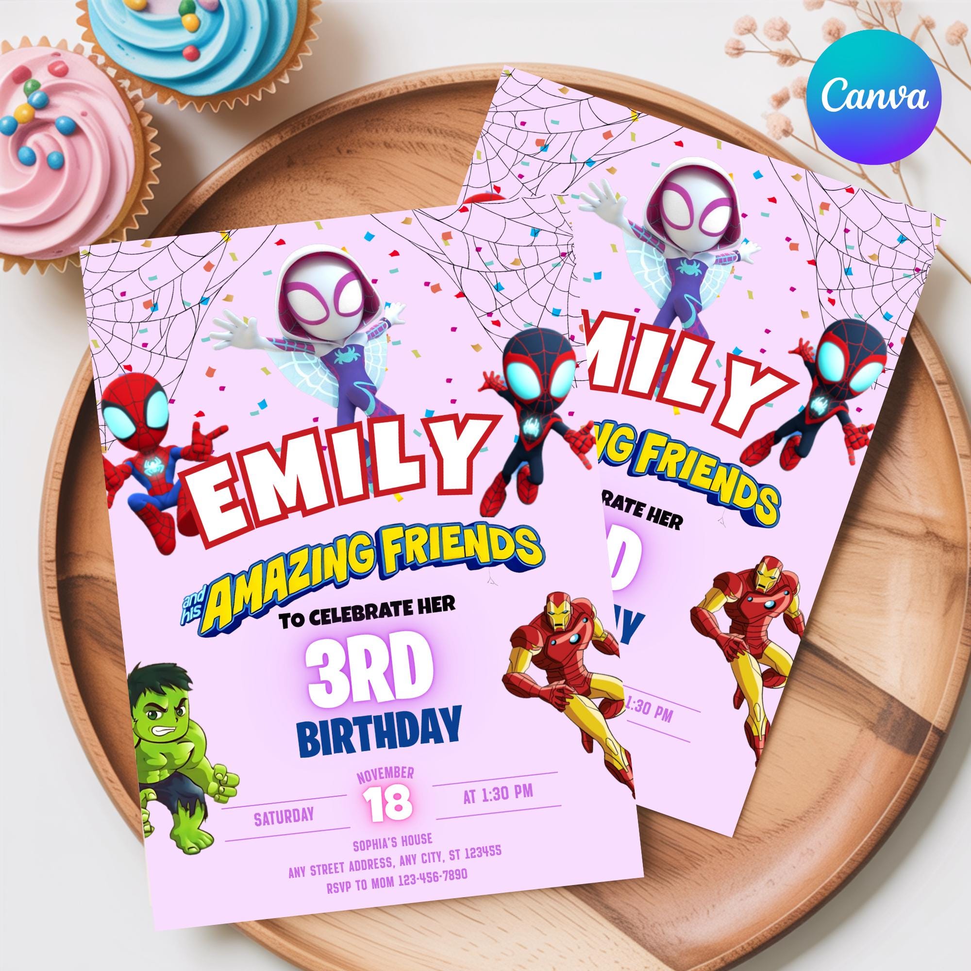 Editable Ghost Spider Birthday Invitation Template, Printable Spidey ...