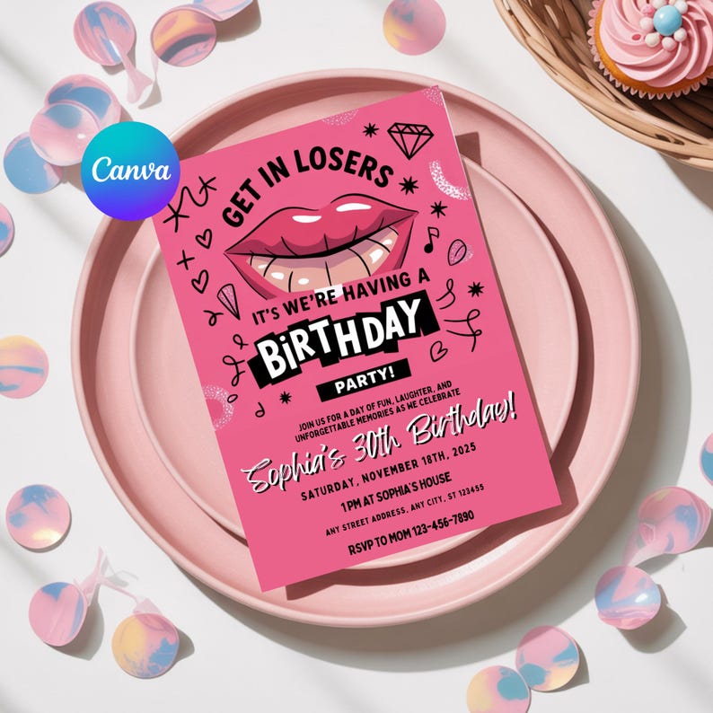 Mean Girls Inspired Birthday Invitation, Mean Girl's Night Party, Pink ...