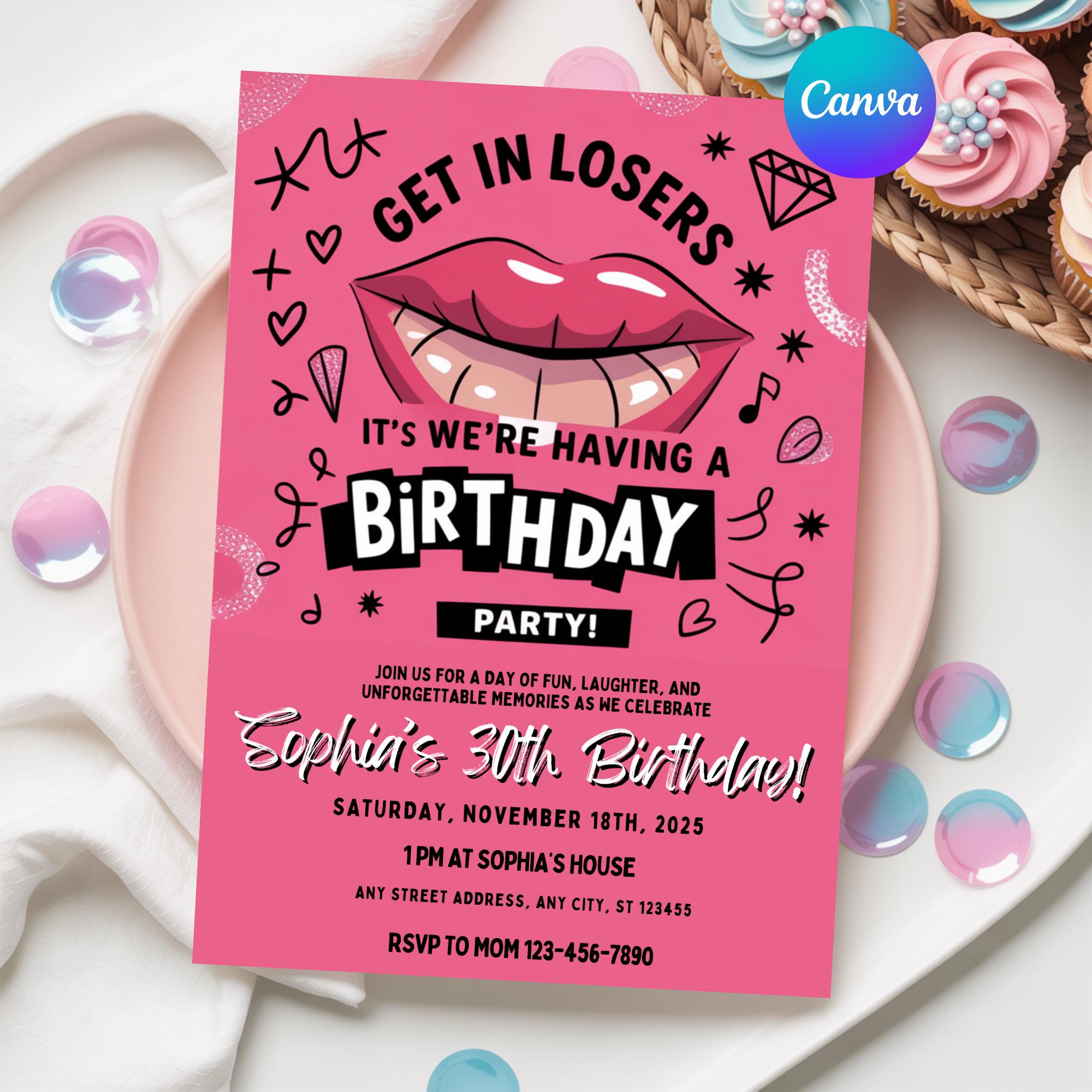 Mean Girls Inspired Birthday Invitation, Mean Girl's Night Party, Pink ...