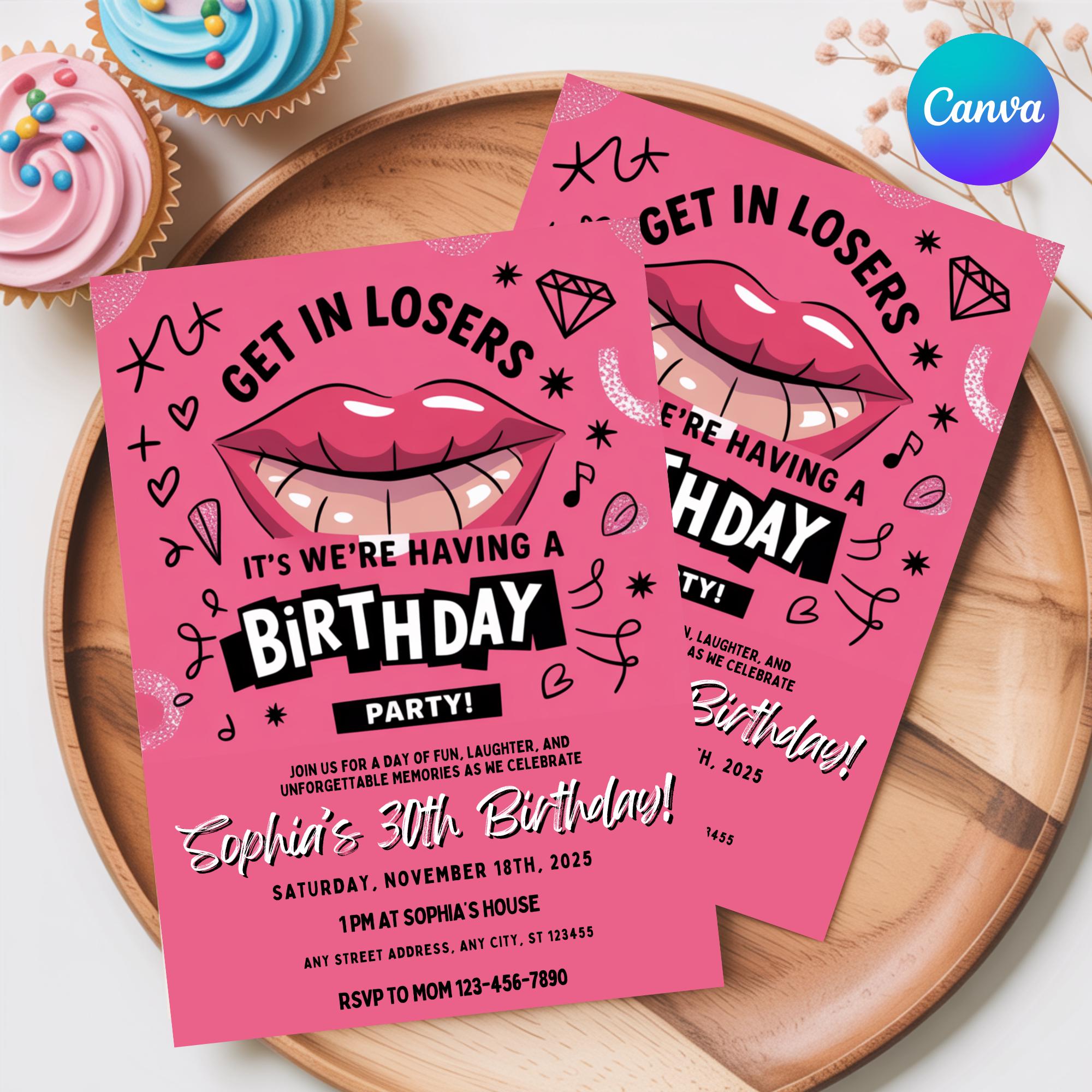 Mean Girls Inspired Birthday Invitation, Mean Girl's Night Party, Pink ...