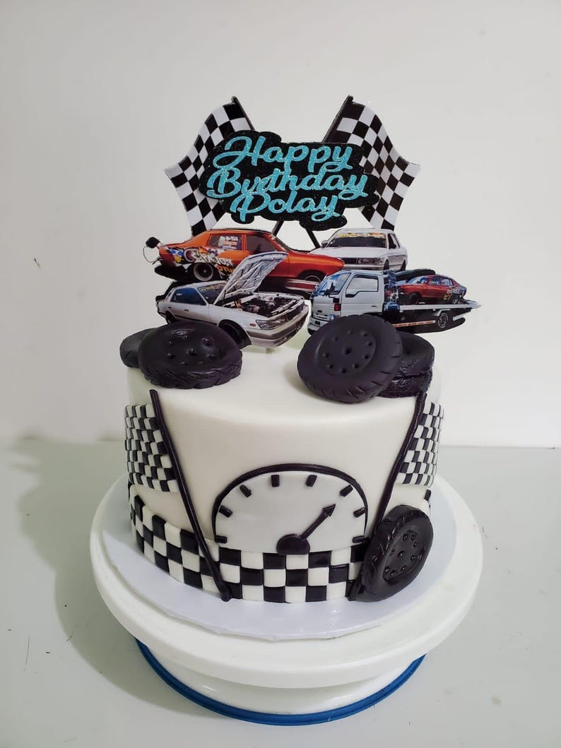 Personalised Racer Cars Happy Birthday Cake Topper - Etsy