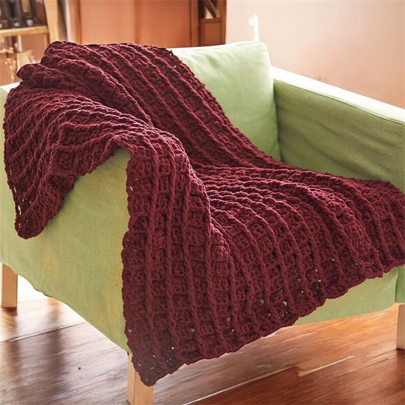 Easy Crochet Blanket Pattern, Bricks Stitch Crochet Throw, Chunky ...
