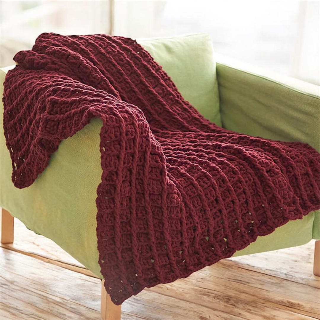 Easy Crochet Blanket Pattern, Bricks Stitch Crochet Throw, Chunky ...