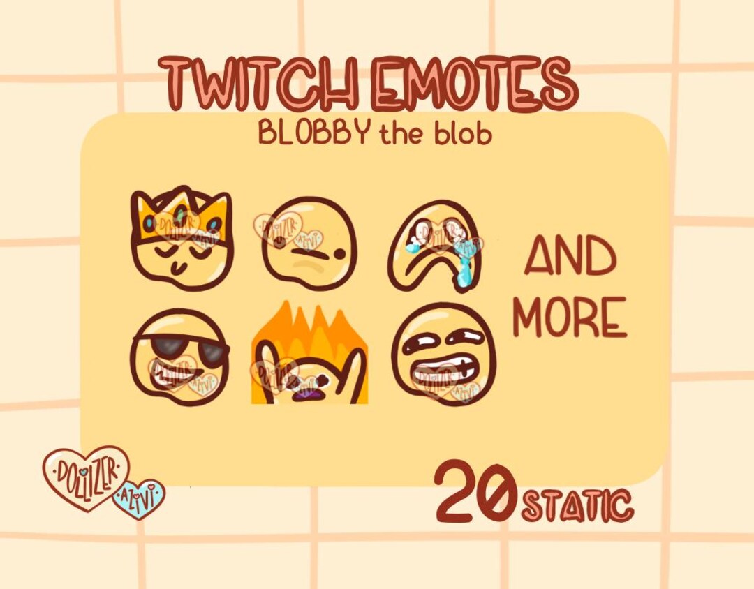 BLOBBY the Blob – 20 Twitch Static Emotes Pack – Essential Expressions ...