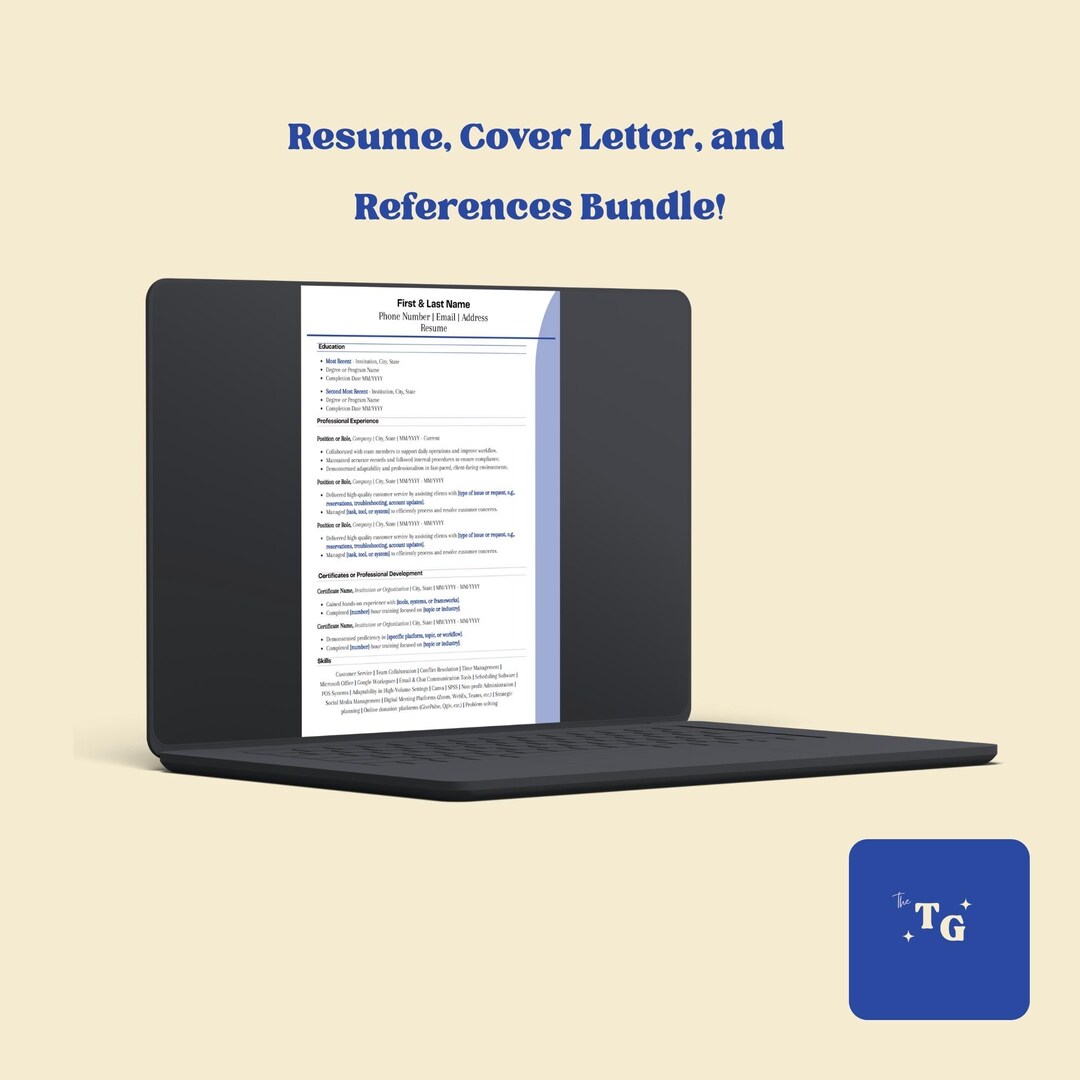 Resume Template Bundle | Editable in Canva | Cover Letter, References ...