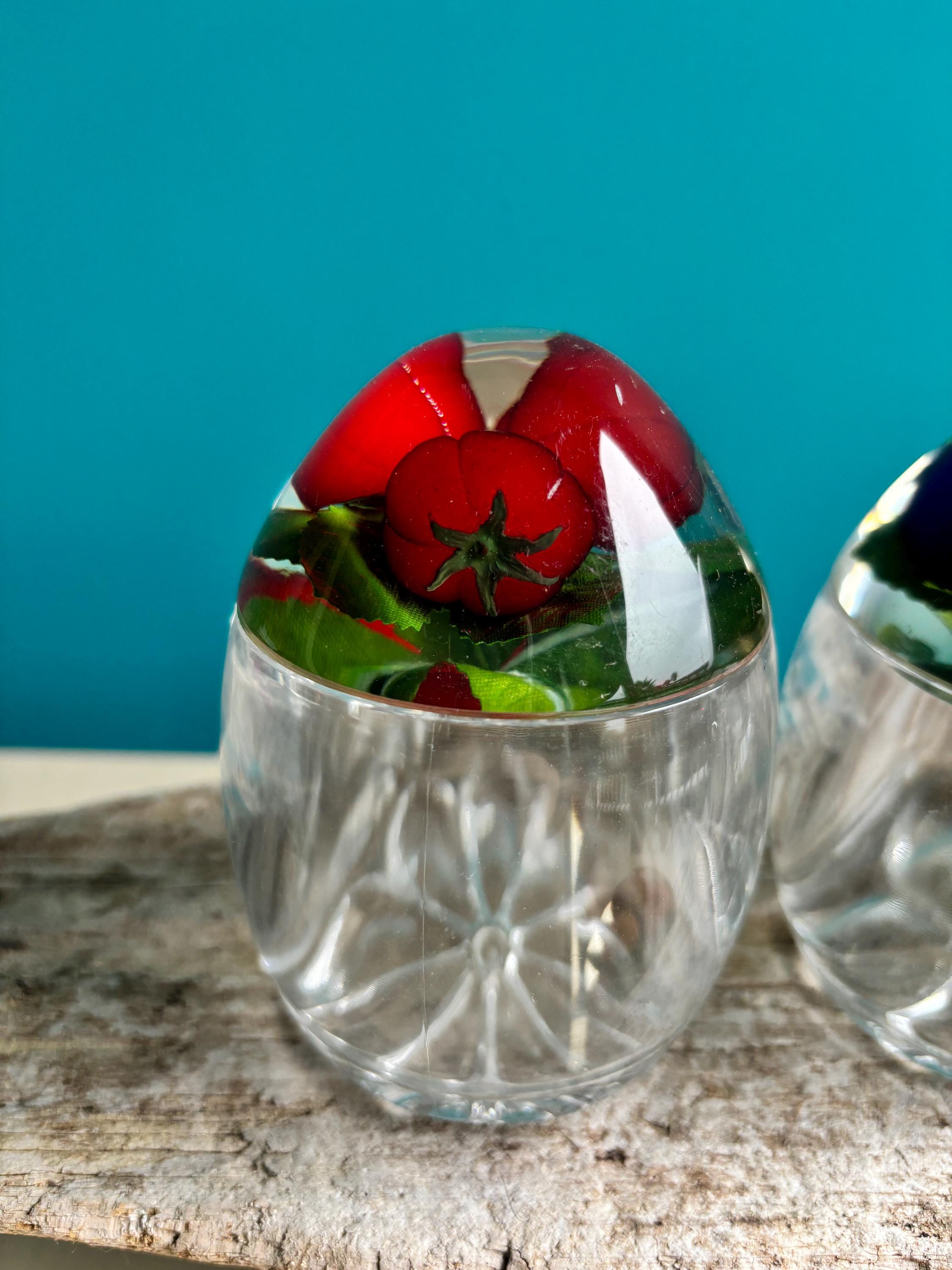 Vintage Kitsch Lucite Jam Pots Orange, Strawberry, Blueberry, Raspberry ...