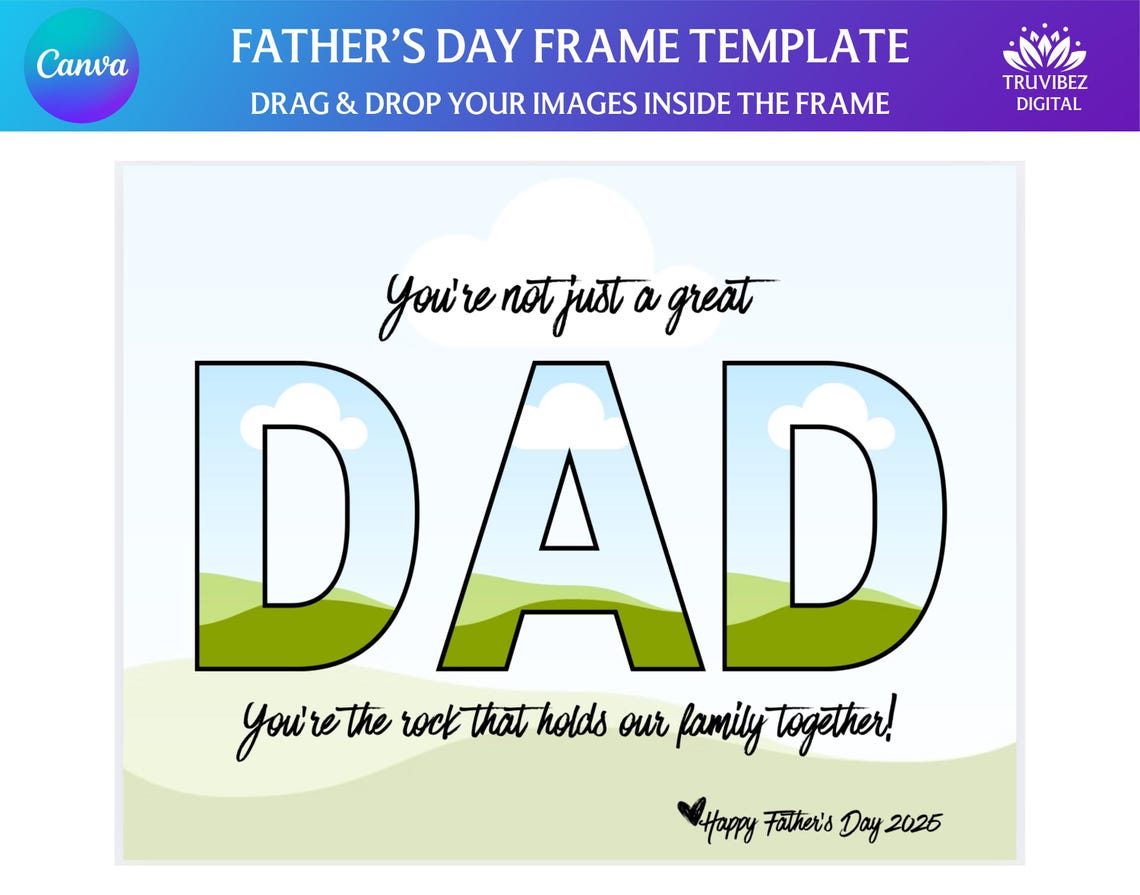 Editable Father's Day Canva Template | Digital Download Gift ...