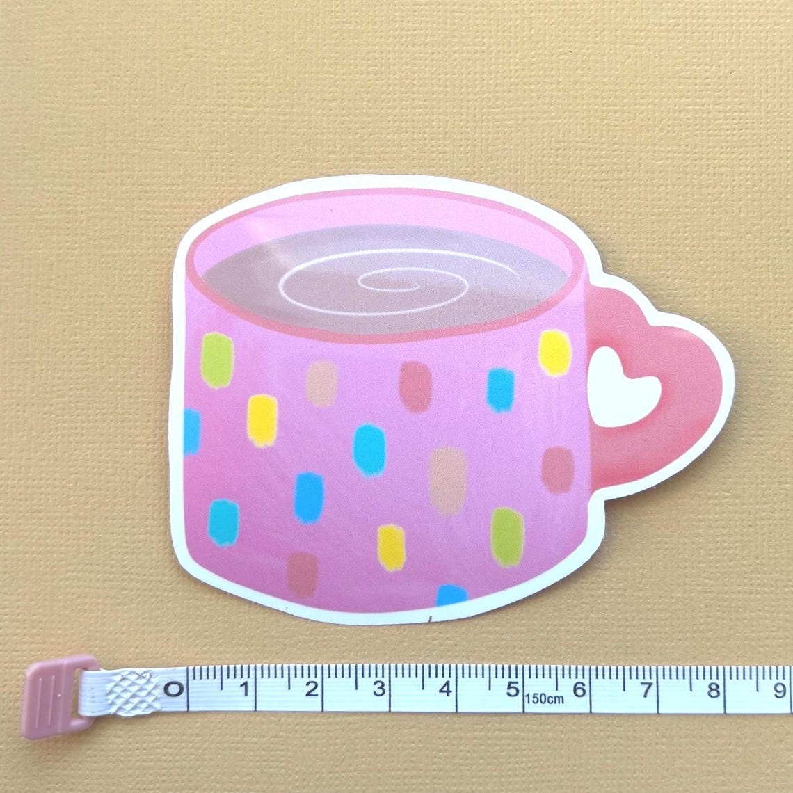 Pink Polka Mug Waterproof Glossy Sticker - Etsy