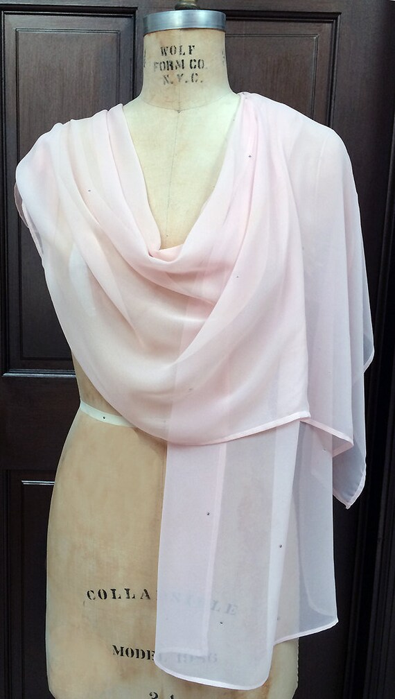 Pale Pink Blush Pink Chiffon Wrap Shawl With Rhinestone Xlarge | Etsy