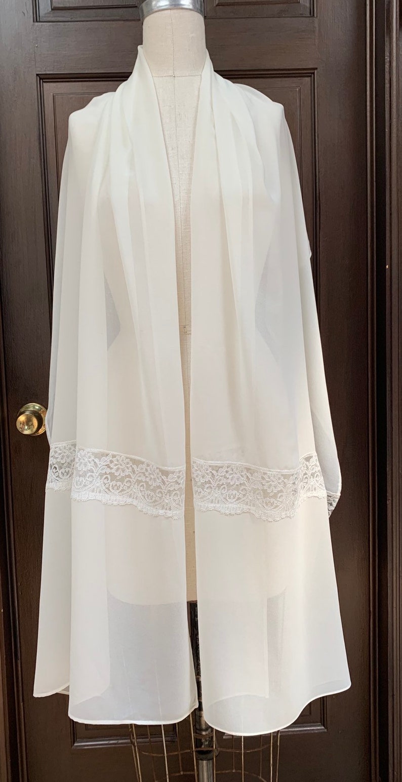 Ivory Chiffon Lace Shawl Wrap - Etsy