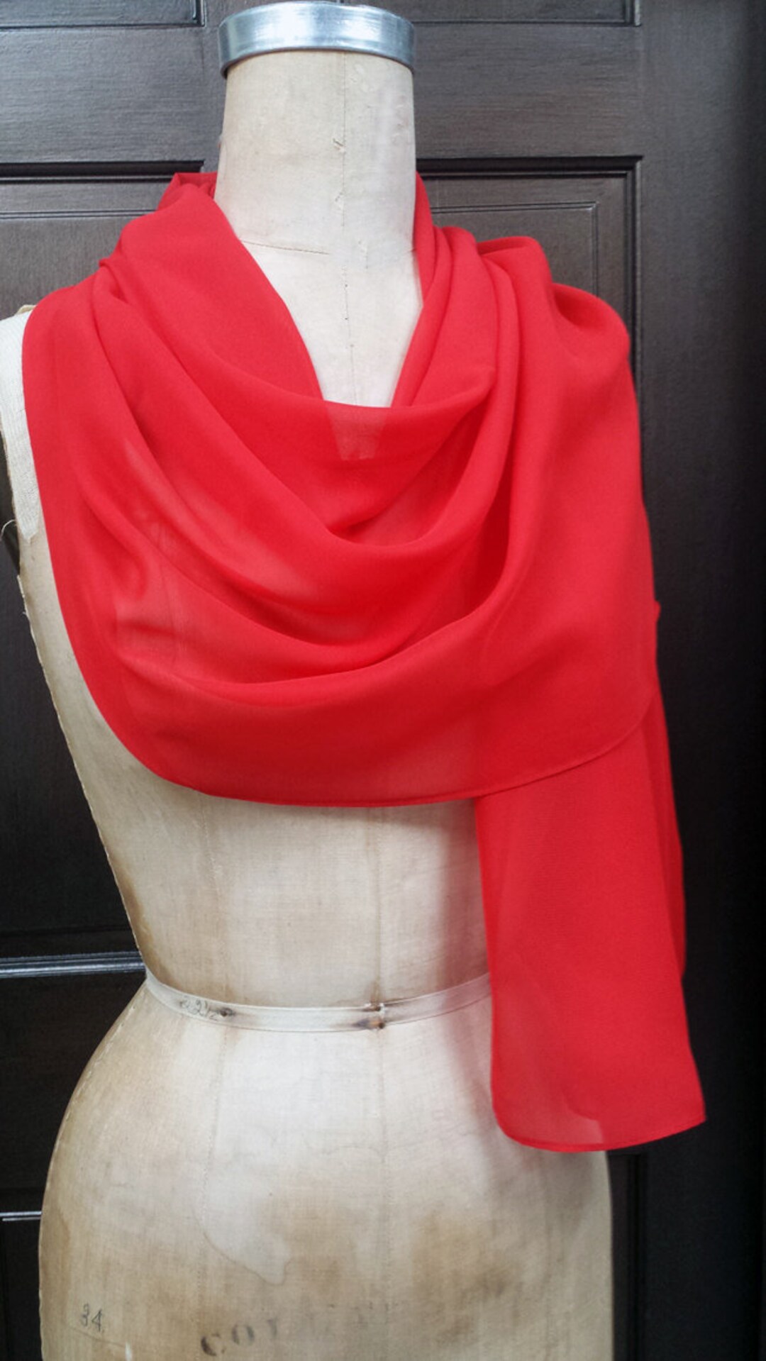 Red Chiffon Shawl Wrap Scarf Sale - Etsy