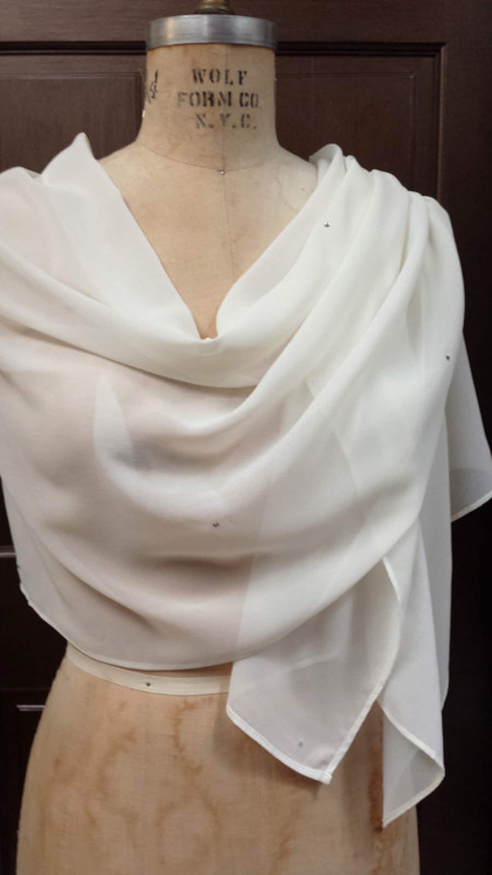 Ivory Chiffon Shawl Wrap With Rhinestones - Etsy