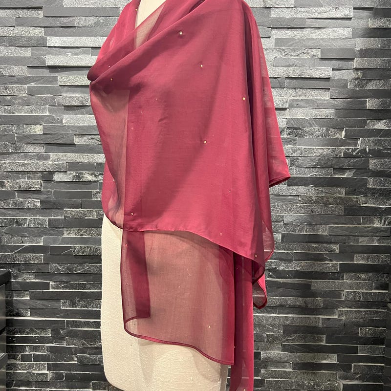 Chiffon Burgundy Scarf - Etsy