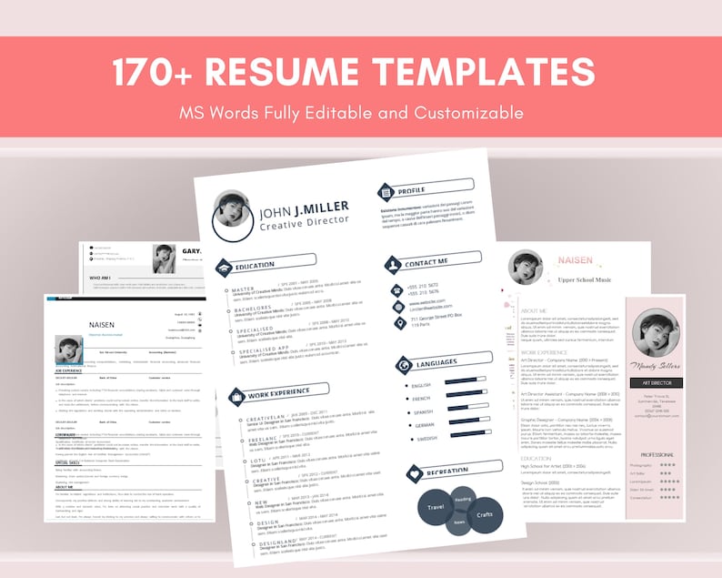 170+ Modern Resume Templates: Editable CV Designs (DOCX) - Etsy