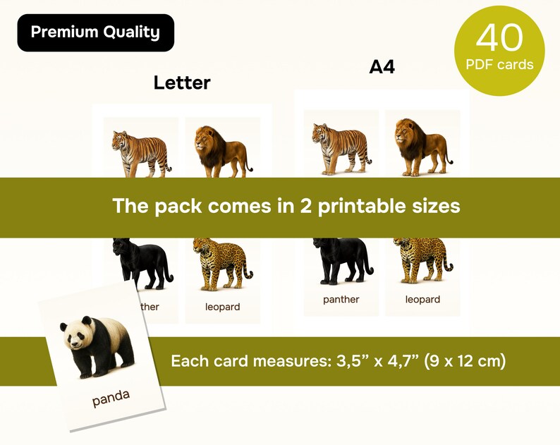Montessori Wild Animal Flashcards - Big Pack | Beige Background | Easy ...
