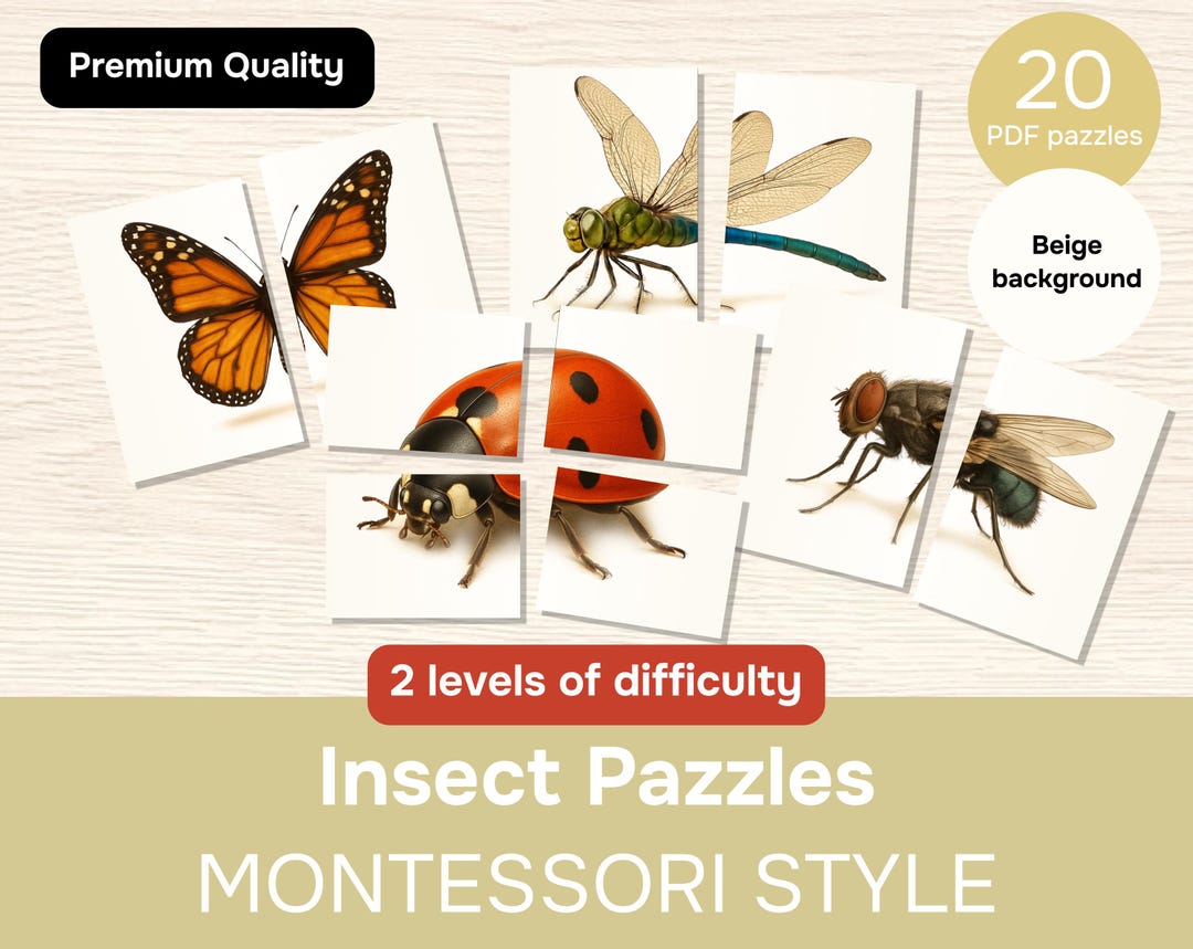Montessori Insect Puzzles | Printable Learning Game (PDF Download) - Etsy