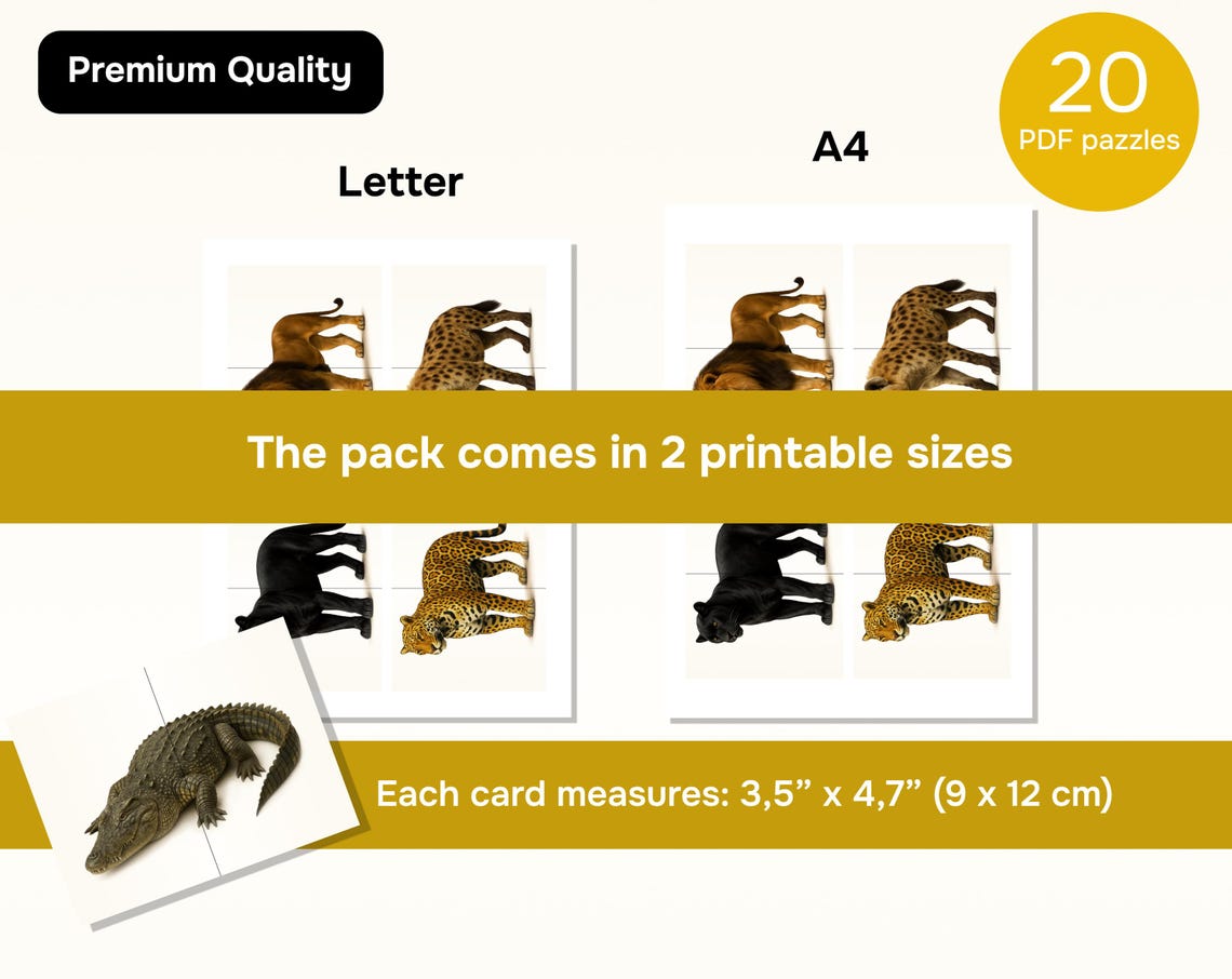 Montessori African Animal Puzzle | 20 Card Set (PDF Download) - Etsy