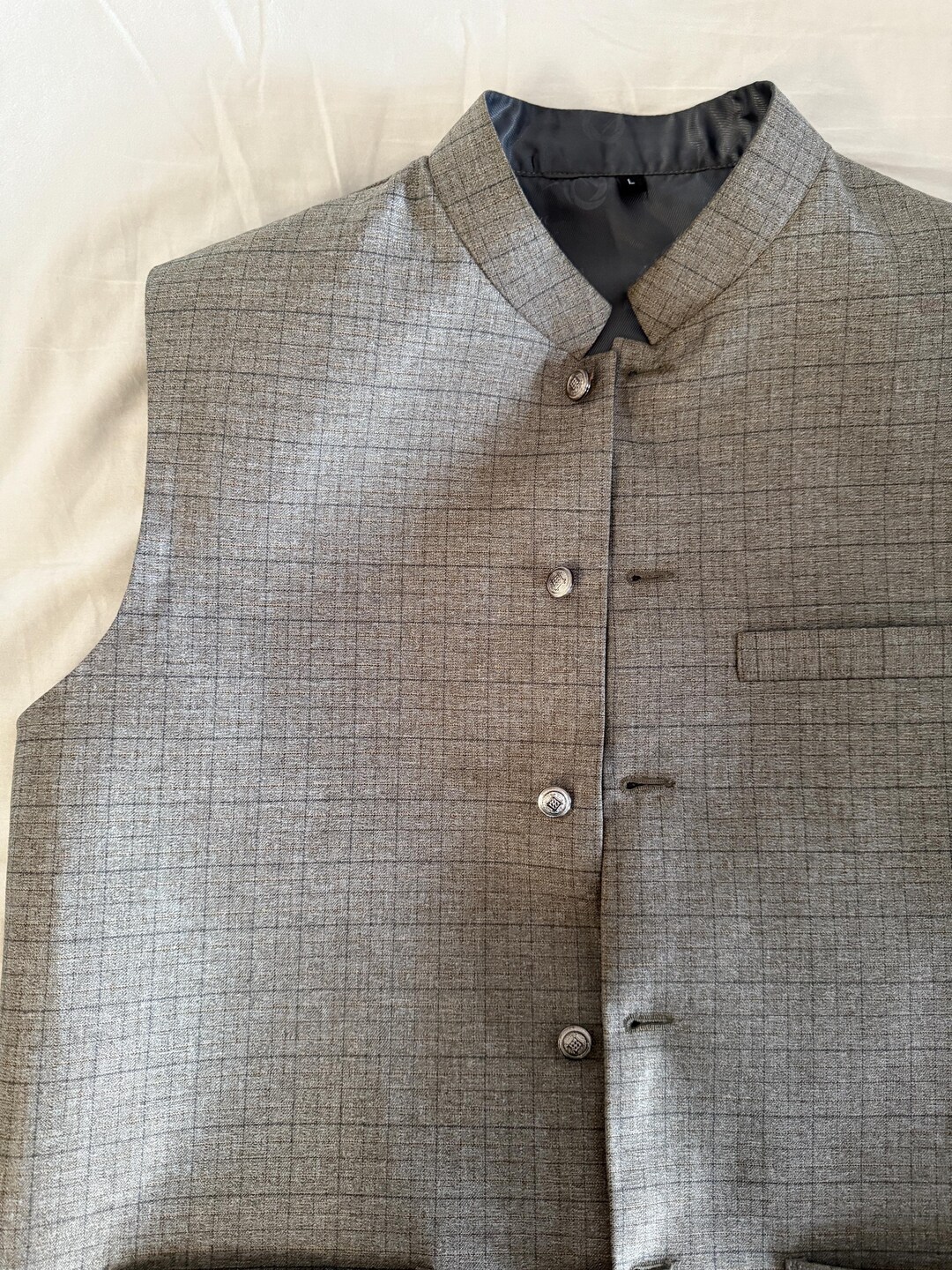 Vintage Pakistani Grey Check Waistcoat | Men’s Pakistani Sherwani Vest ...