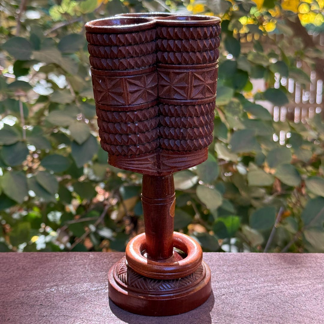 Vintage Hand-carved Wooden Chalice - Etsy