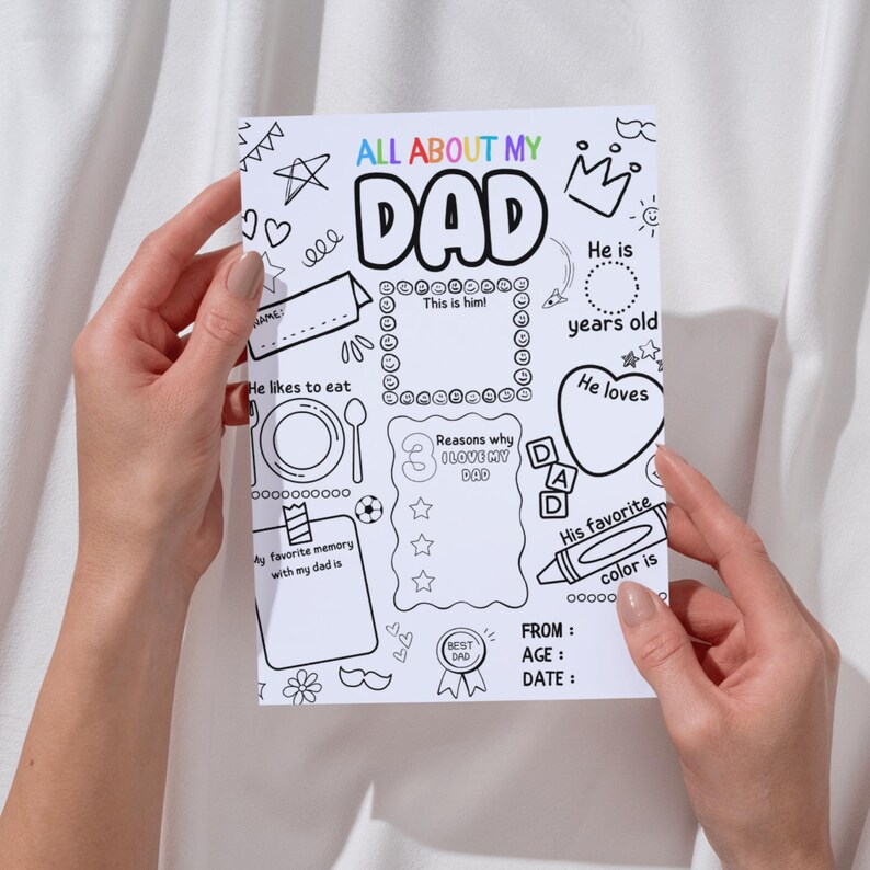 Father's Day Printable Activity Page - All About My Dad - Coloring ...