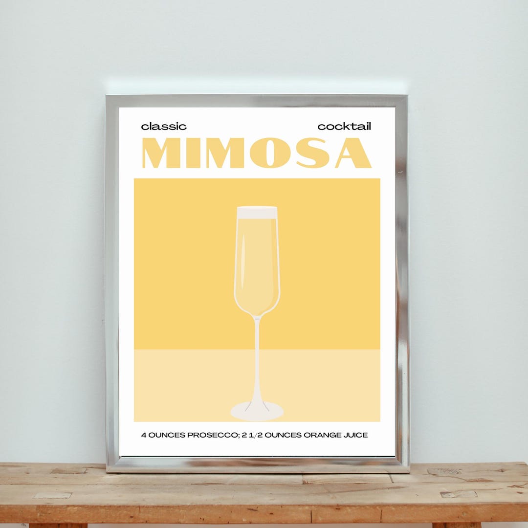Classic Mimosa Cocktail Digital Print – Retro Minimal Wall Art ...