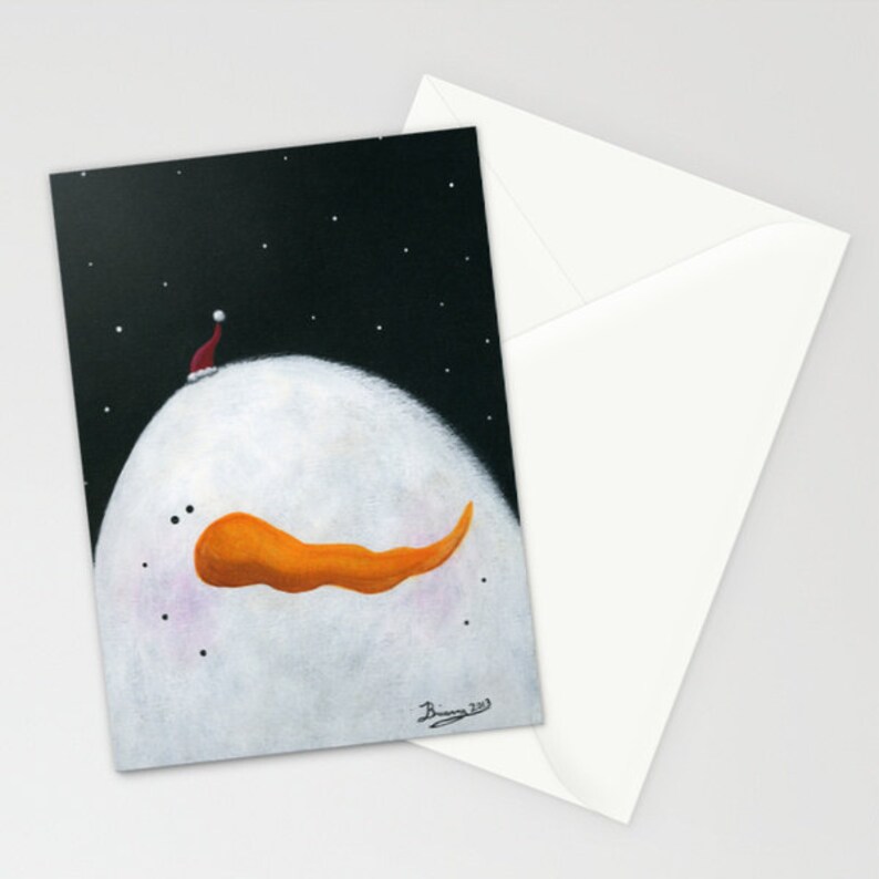 Peeking Snowman Bob Folk Art Winter Christmas Card W/ - Etsy