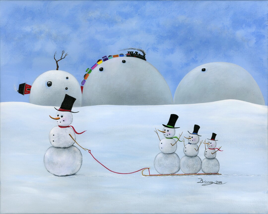 Hilly Hurray Giclée Archival Print Paper or Canvas Winter Folk Art ...