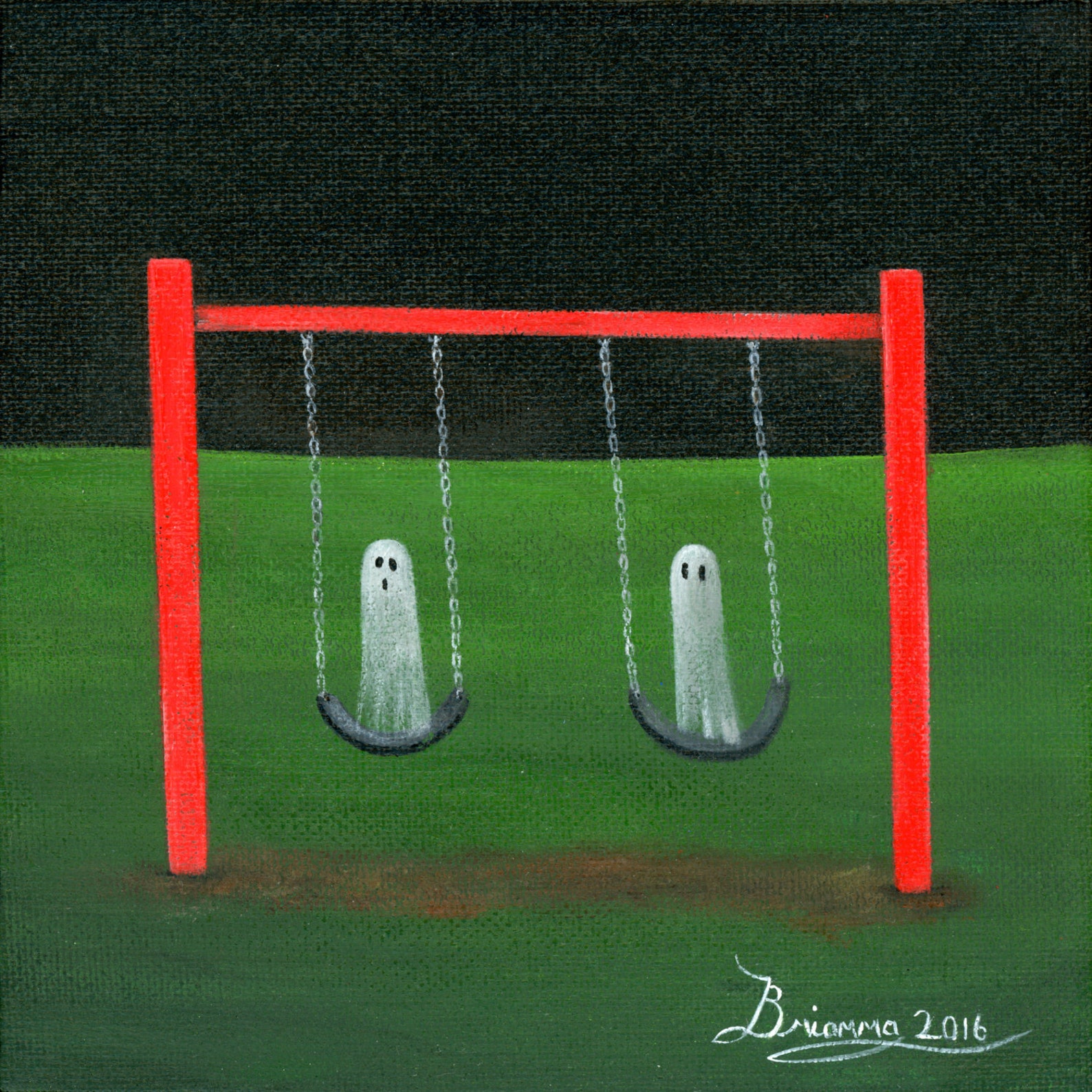 Ghost Swing Giclée Archival Print Paper or Canvas Halloween Folk Art 2 ...