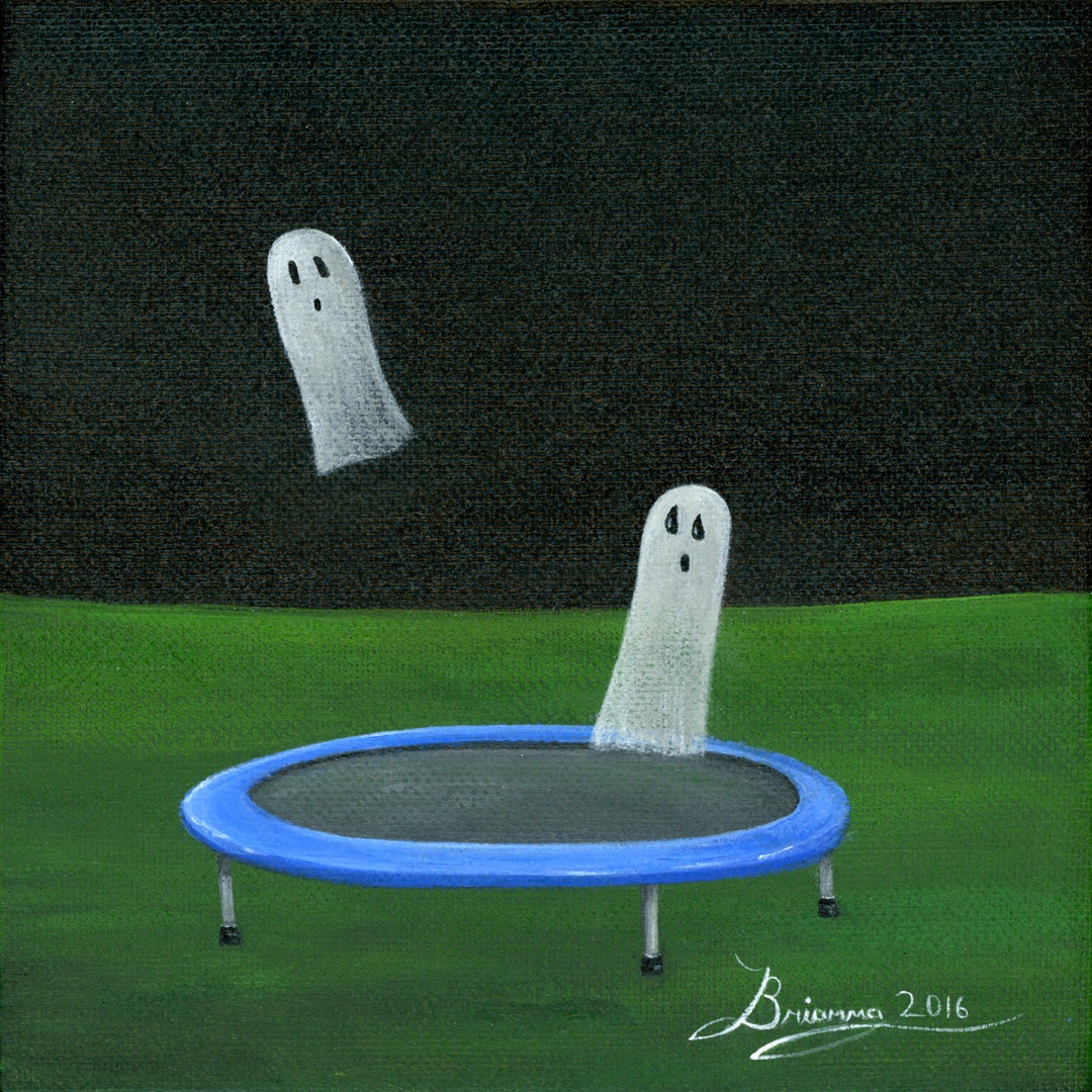 Ghost Bouncing Giclée Archival Print Paper or Canvas Halloween Folk Art ...