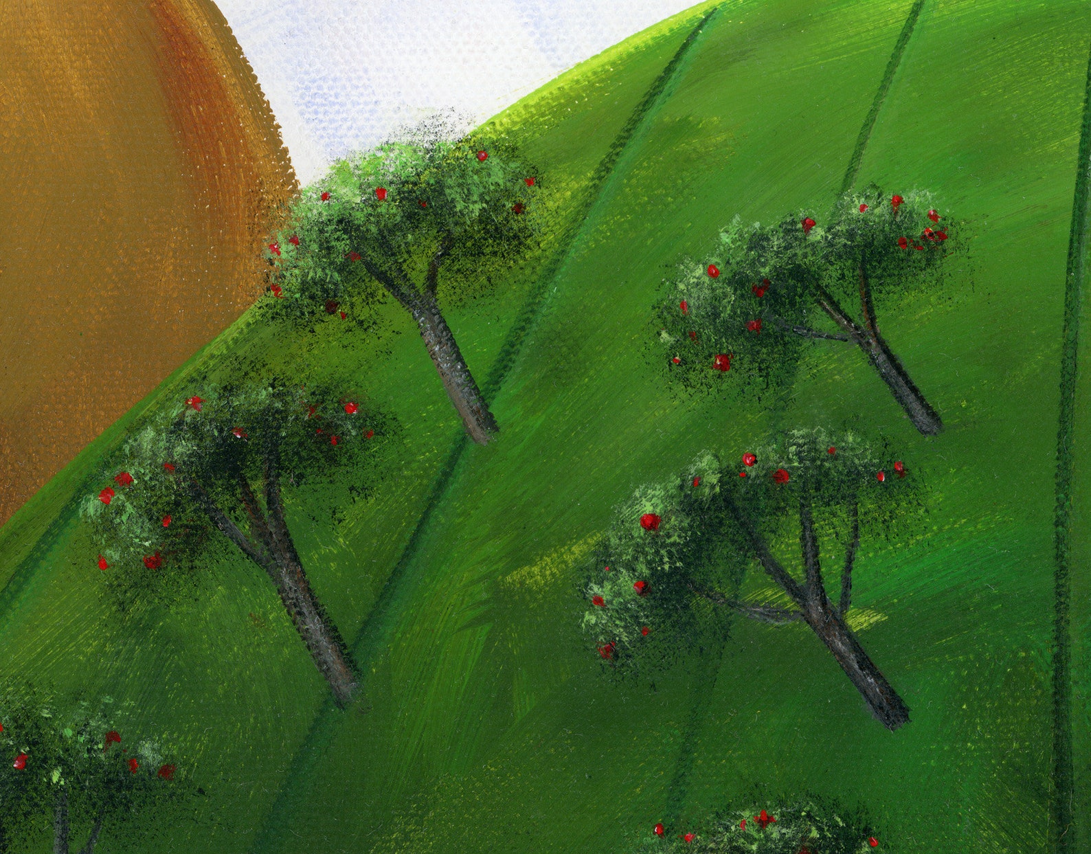Original Painting Hilly Happy Orchard by Brianna - 16x20 - Folk Art ...