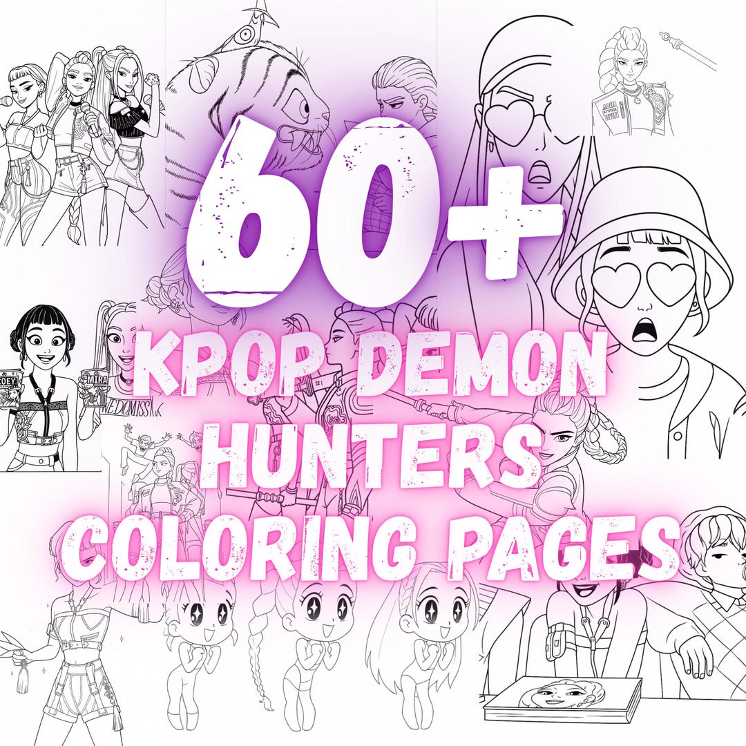 Kpop Demon Hunters Coloring Pages Bundle – 60+ Printable JPG Anime Idol ...