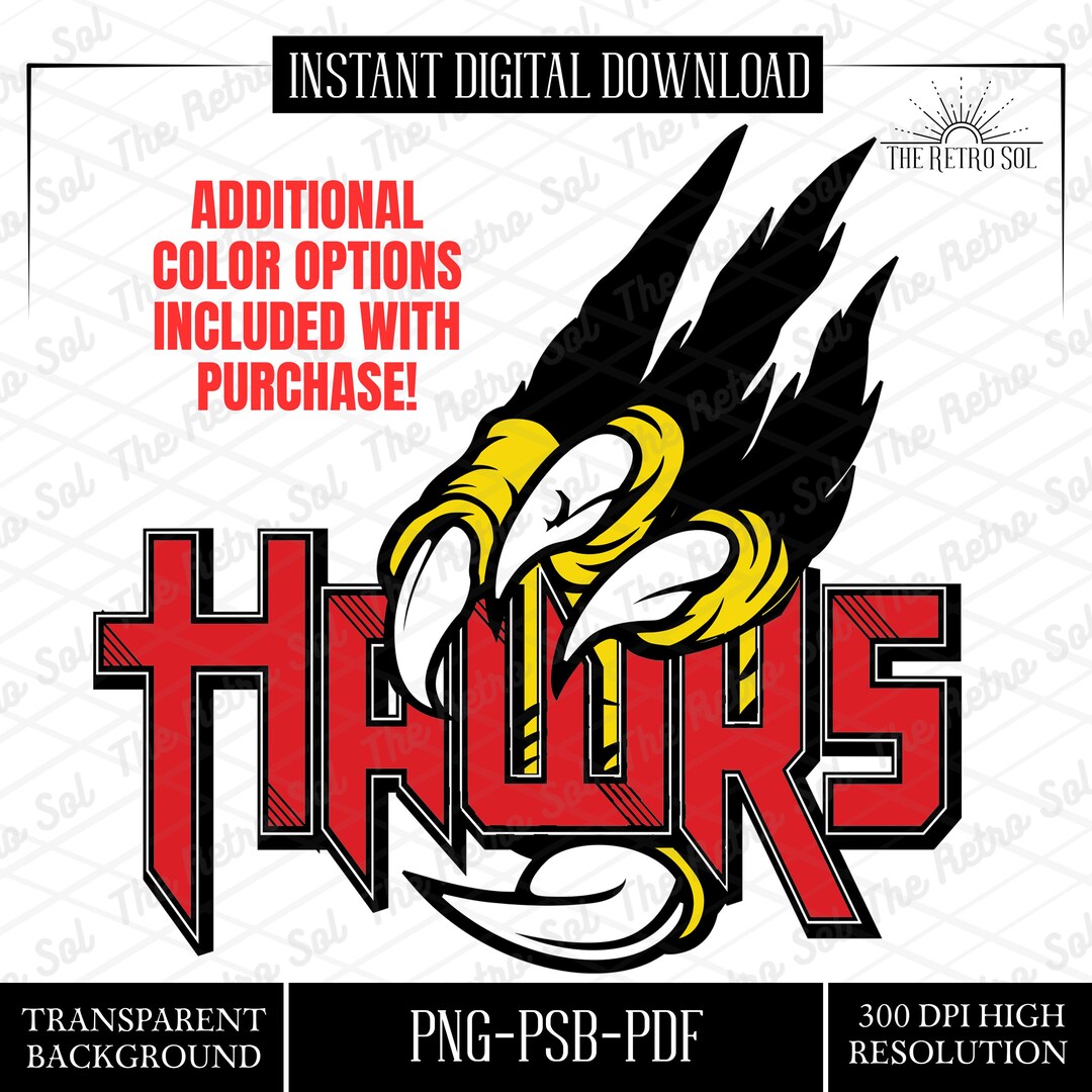 Hawks Mascot, Hawks Claw PNG PSB PDF Logo (digital Download), Hawk ...