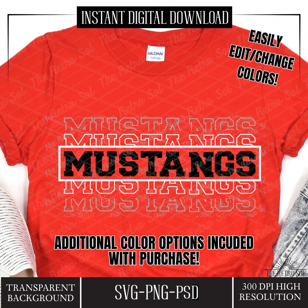 Mustangs Stacked Mascot SVG, PNG, PSD, Cut File (digital Download ...