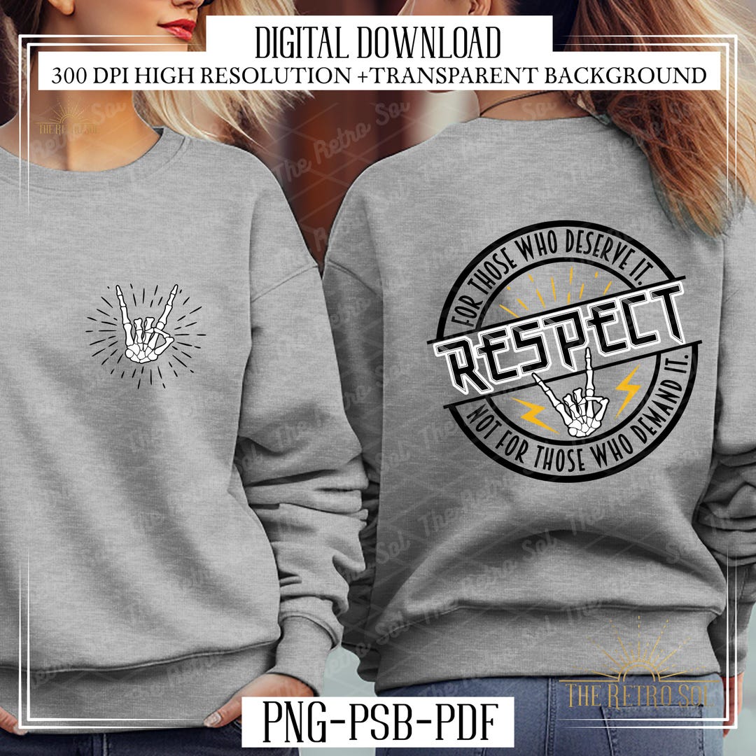 Respect PNG, Respect Skeleton Hand PNG, Motivational, Digital Download ...