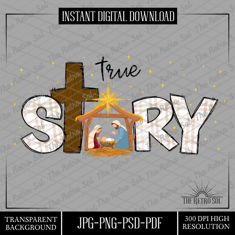 True Story Nativity Scene PNG Digital Download, True Story Nativity ...