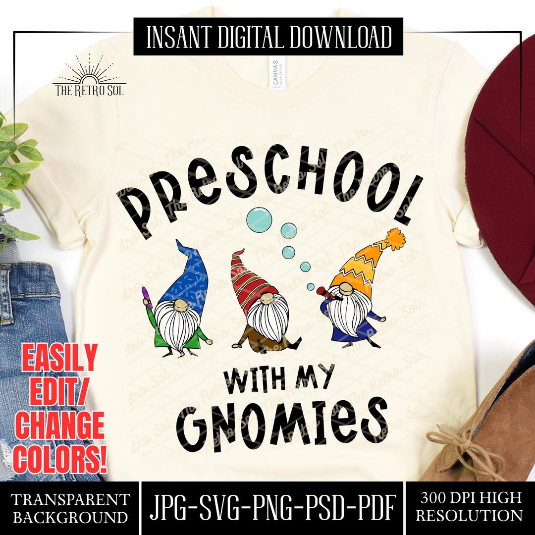 Preschool Teacher Gnome SVG PNG Digital Download, Preschool With My ...