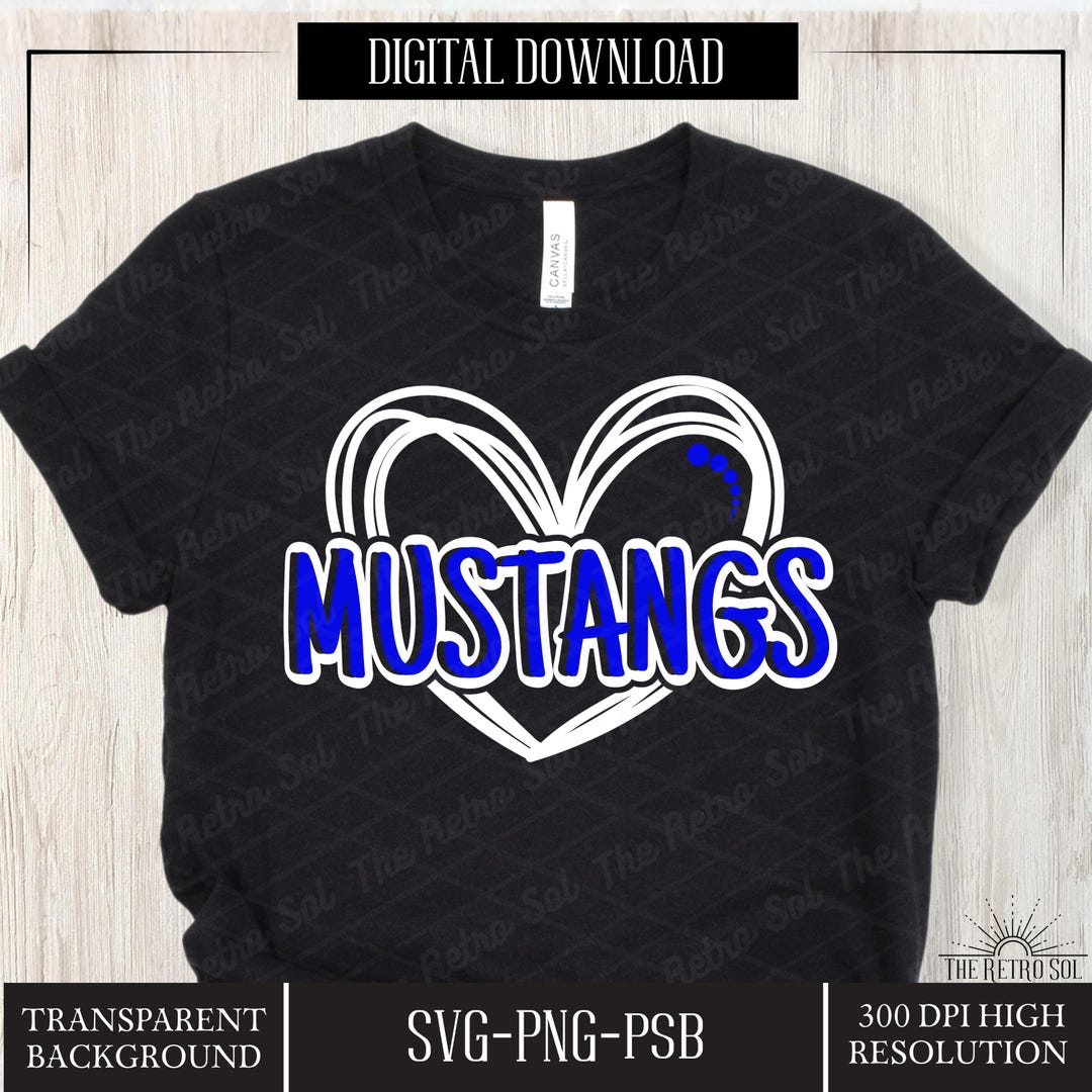 Mustangs Heart SVG PNG Instant Digital Download, Mustangs Mascot ...
