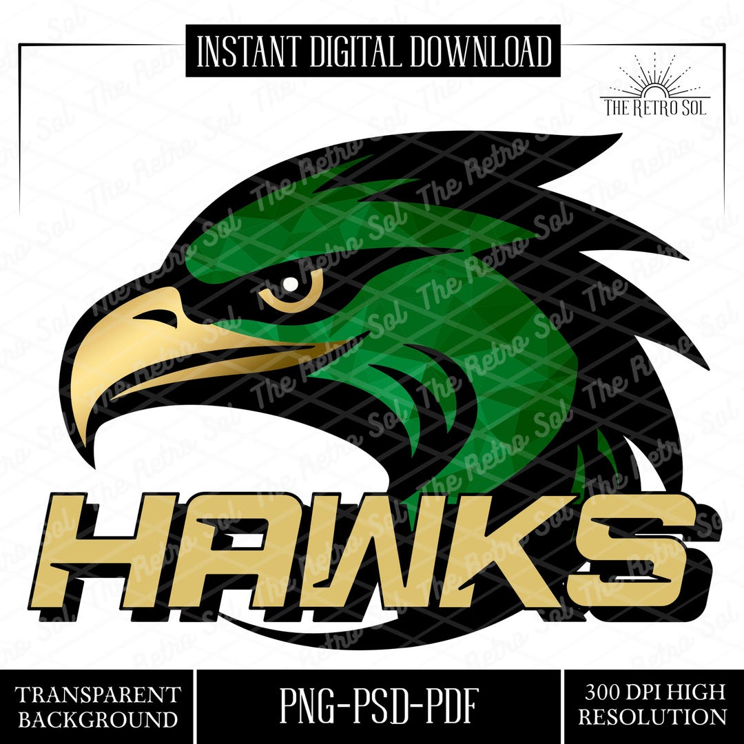 Hawks PNG, Green & Gold PSD PDF Logo (digital Download), Hawk, Design ...