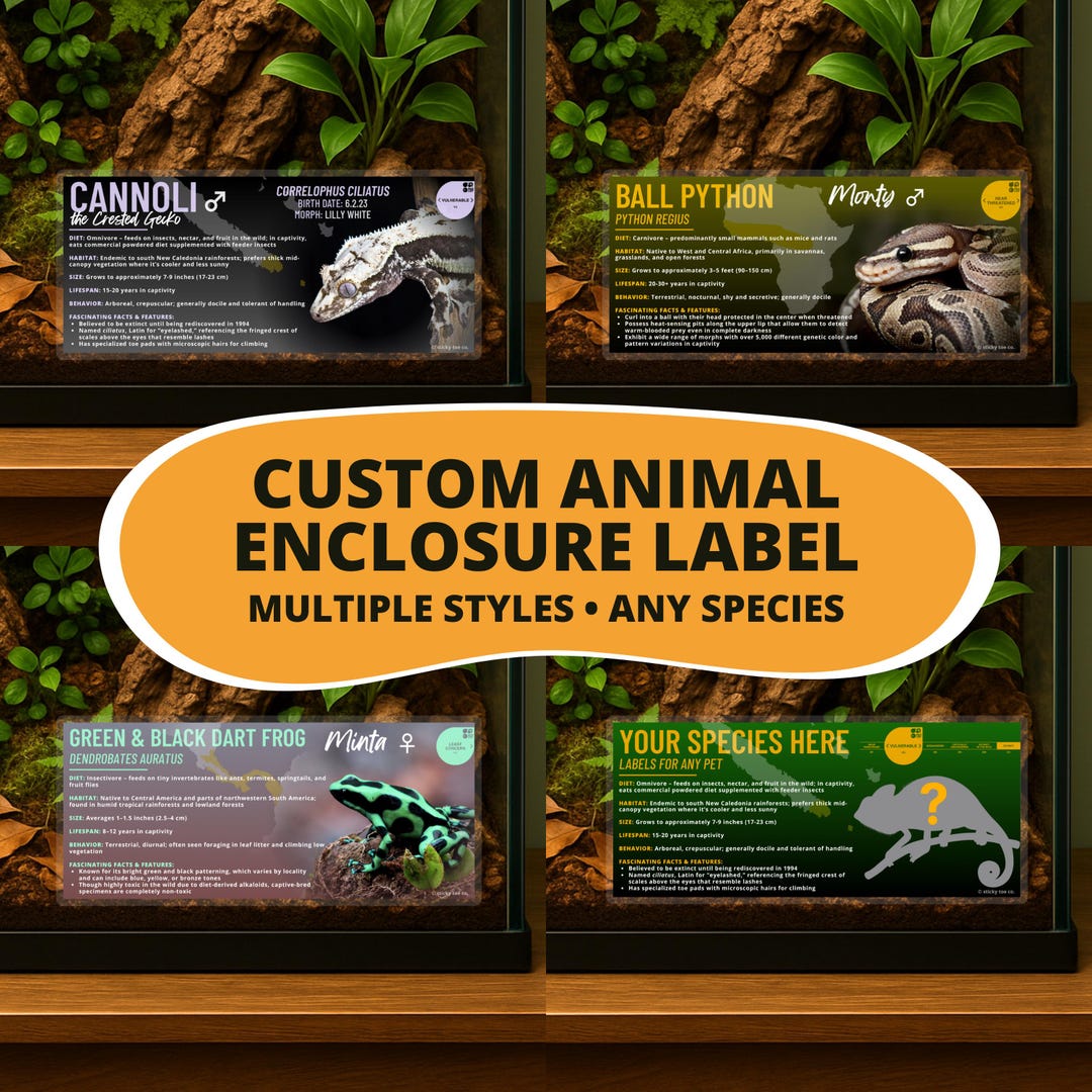 Custom Animal Enclosure Label – Laminated Pet Tag for ANY SPECIES – 3 ...