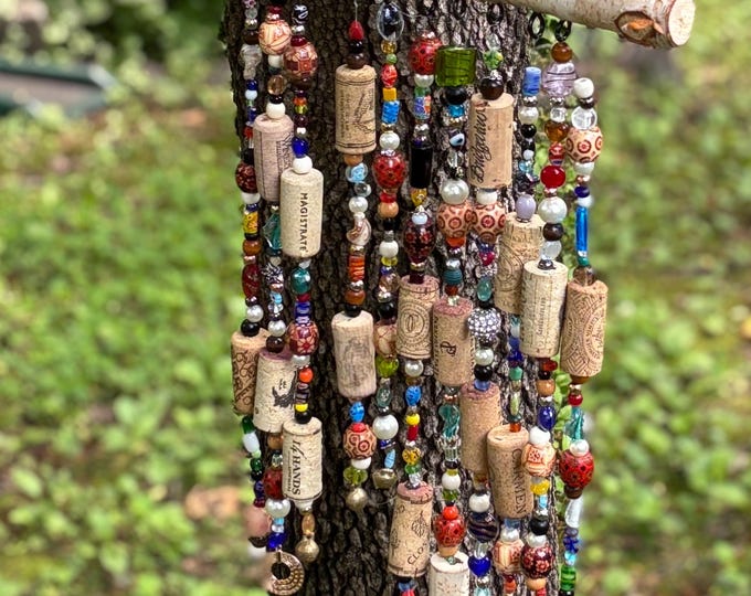 Boho Wind Chime With Black Stone Sun Pendant & Copper Bells ...