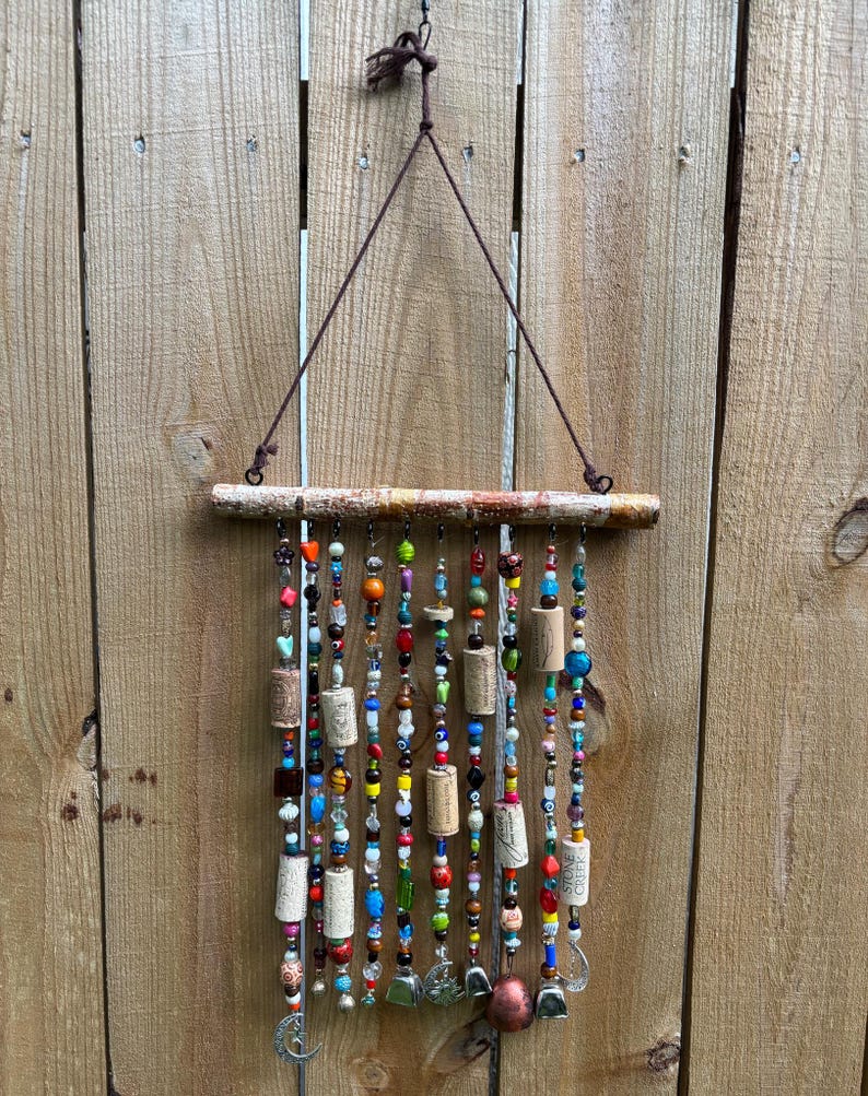 Wine Cork Wind Chime Rustic Patio Boho Outdoor Decor - Etsy
