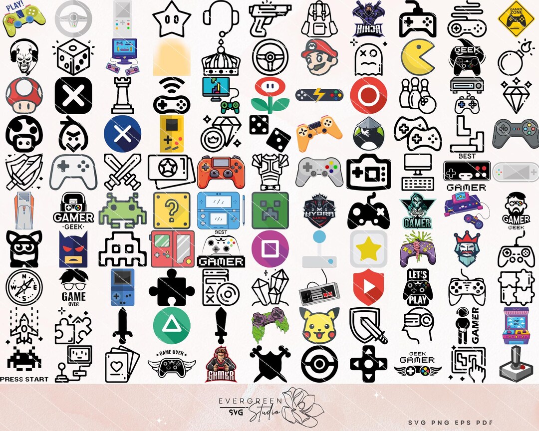 Gaming Icon SVG PNG EPS Files Bundle, Gaming Icon Layered, Gaming Icon ...